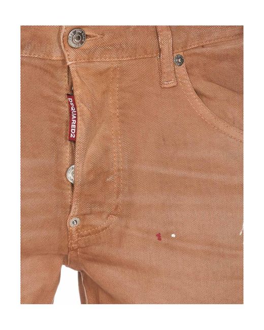 DSquared² Logo-Patch Paint Splatter Skinny Jeans in Brown for Men | Lyst
