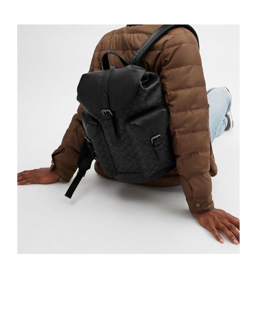 COACH Warner's Iconic Rucksack in Black | Lyst