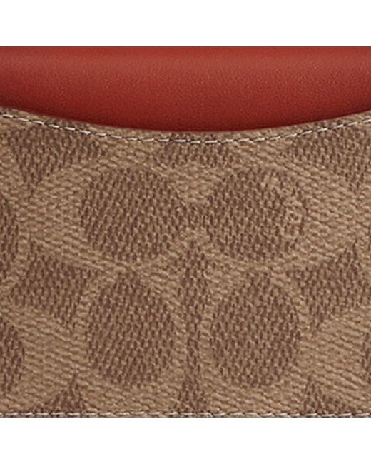 COACH Color-Blocking Logo Card Bag in Red | Lyst