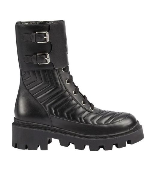 Gucci Interlocking G Combat Boots in Black | Lyst