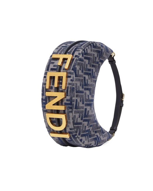 Fendi Graphy Monogrammed Small Shoulder Bag in Blue | Lyst