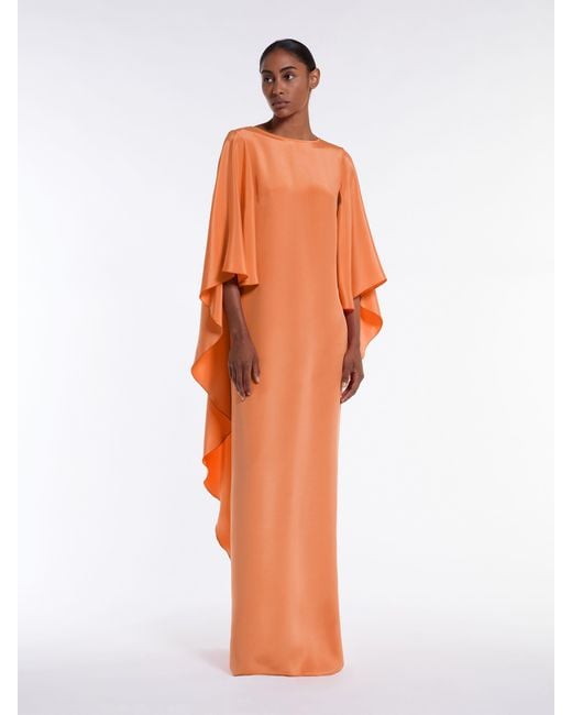 Max Mara Pianoforte V-Neck Ruffled Dress in Orange | Lyst
