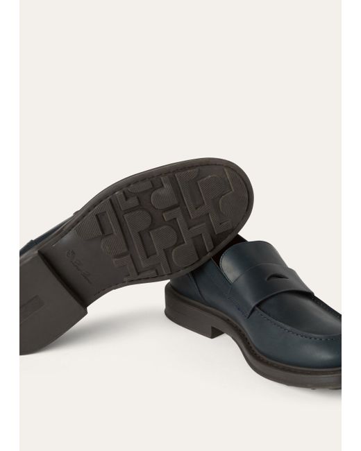 Loro Piana Travis Penny-Slot Leather Loafers in Black for Men | Lyst