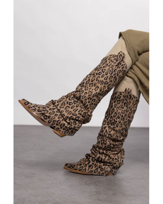R13 Leopard Print Boots in Brown | Lyst