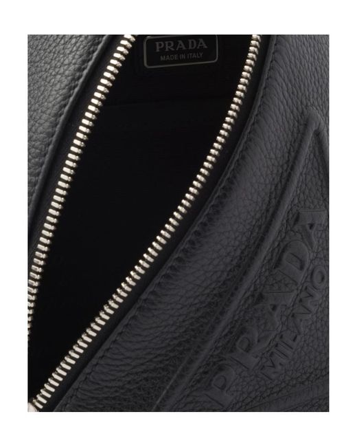 Prada Logo-Embossed Cross Backpack in Black for Men | Lyst