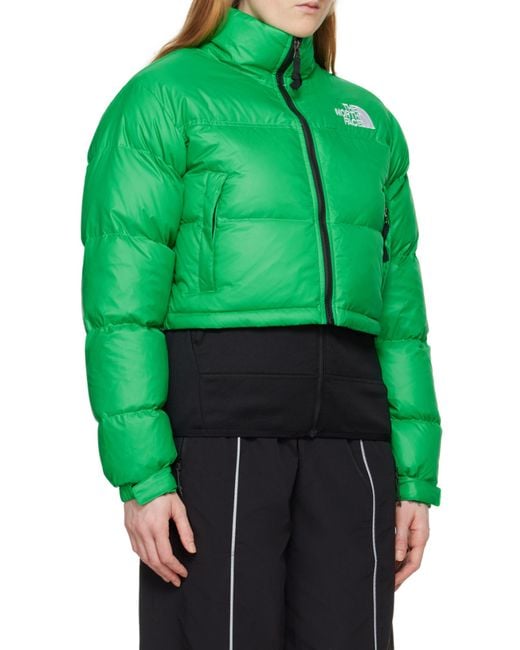The North Face Logo Pattern Down Jacket in Green | Lyst
