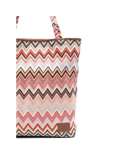Missoni Zigzag-Woven Tote Bag in Pink | Lyst