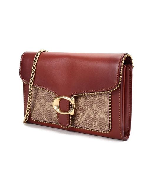 COACH Tabby Chain Monogram Shoulder Bag in Red | Lyst