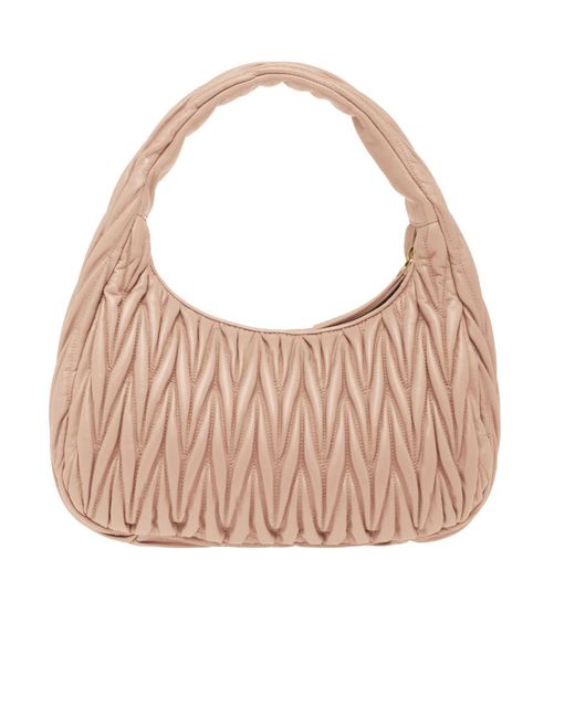Miu Miu Miu Wander Matelassé Nappa Leather Hobo Bag in Pink | Lyst