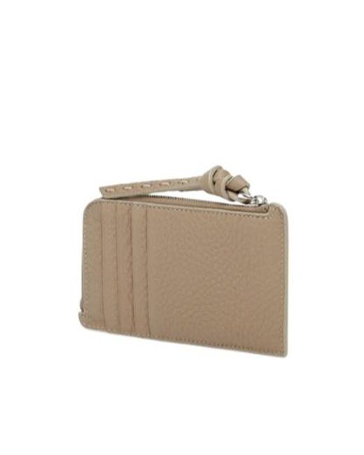 Fendi Logo Zipper Card Bag in Natural | Lyst
