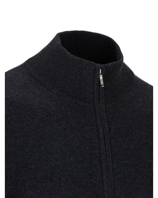 Loro Piana High Neck Zipped Jacket in Black for Men | Lyst