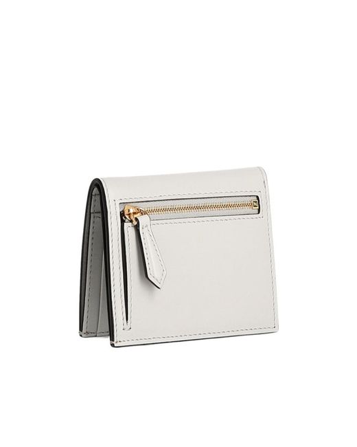 Fendi Roma Double-Folded Logo Wallet in White | Lyst