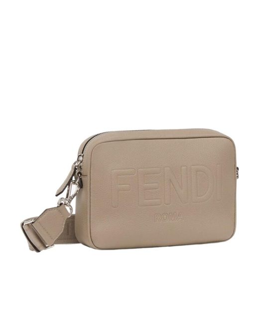 Fendi Logo-Embossed Leather Camera Case in Gray for Men | Lyst