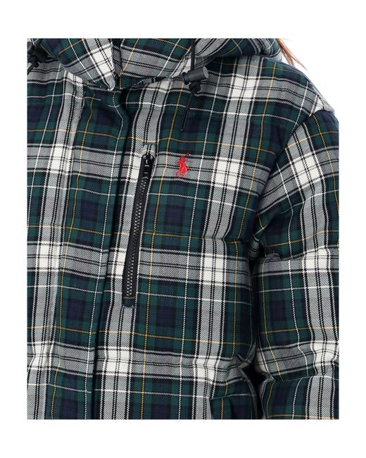 Polo Ralph Lauren Check-Pattern Padded Jacket in Blue | Lyst