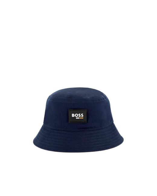 BOSS Logo-Patch Bucket Hat in Blue | Lyst