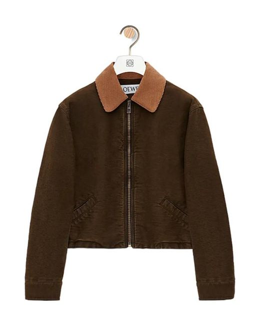 Loewe Logo Patch Regular Fit Jacket in Brown | Lyst