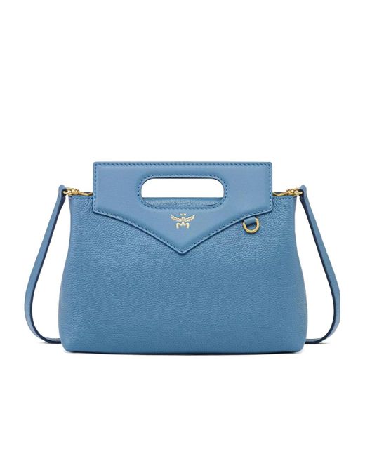 MCM Soft Diamond Embossed Tote Bag in Blue | Lyst
