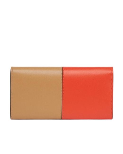 Fendi Baguette Logo Details Chain Wallet in Red | Lyst