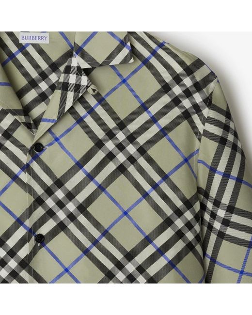 Burberry Nova Check Silk Shirt in Gray for Men | Lyst
