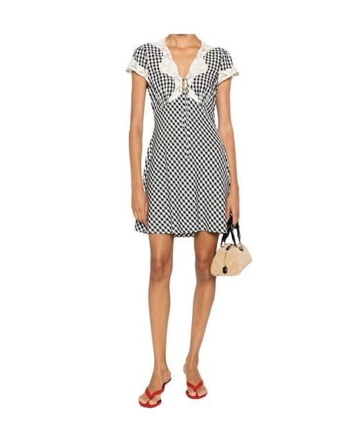 RIXO London Plaid Dress in Gray | Lyst