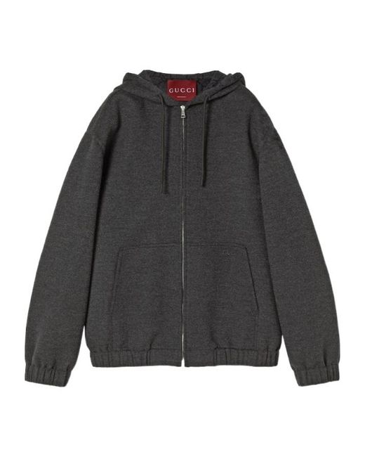 Gucci Zip-Up Drawstring Hoodie in Gray for Men | Lyst