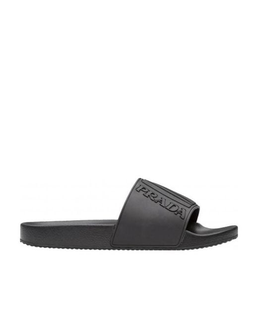 Prada Logo Printing Flip-Flops in Black for Men | Lyst