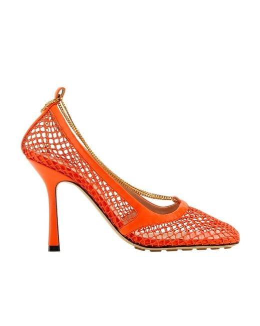 Bottega Veneta Mesh Details High Heels in Red | Lyst