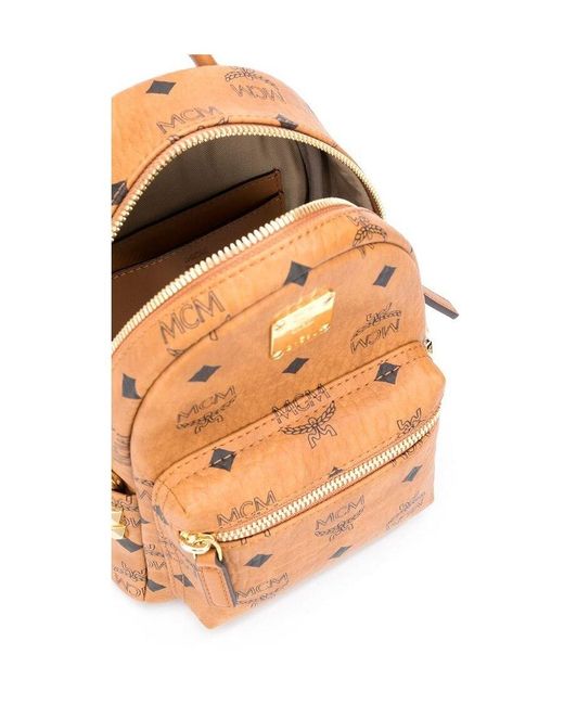 MCM Repeat Logo Backpack in Brown | Lyst