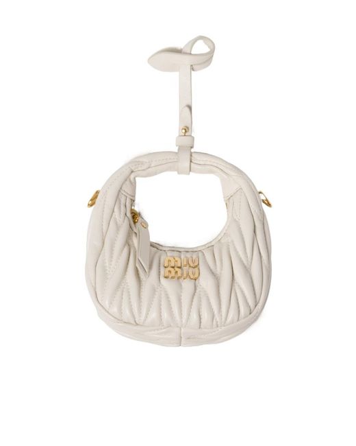 Miu Miu Wander Matelassé Micro Bag in White | Lyst