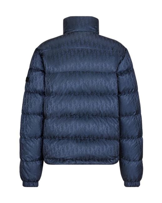 Dior Logo Zipper Down Jacket in Blue for Men | Lyst