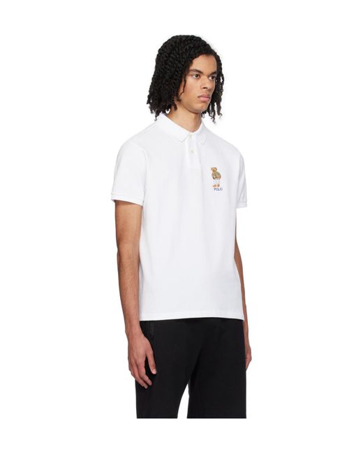 Polo Ralph Lauren Logo Pattern Polo Shirt in White for Men | Lyst
