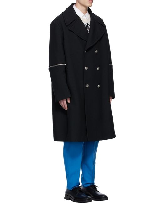 McQueen Breasted Split Coat in Black for Men | Lyst UK