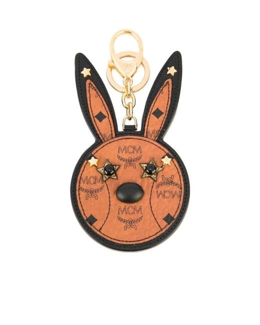 MCM Logo Printed Keychain in Brown | Lyst