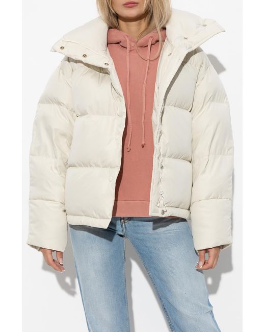 Acne Studios Logo Long-Sleeved Down Jacket in White | Lyst