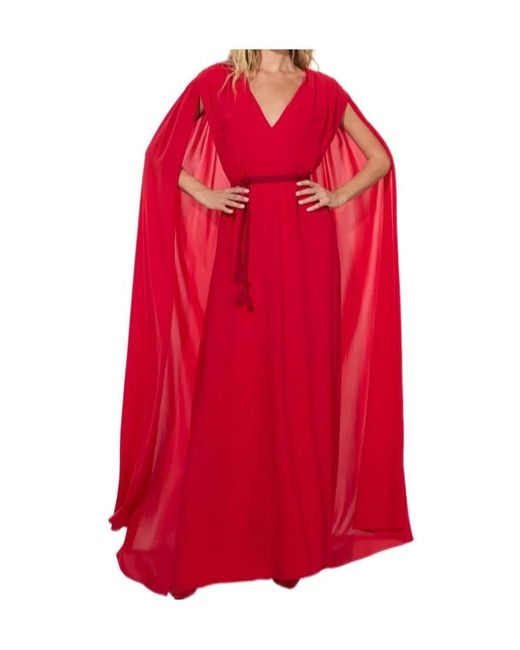 Alice + Olivia Zenaida Long Cape Dress in Red | Lyst