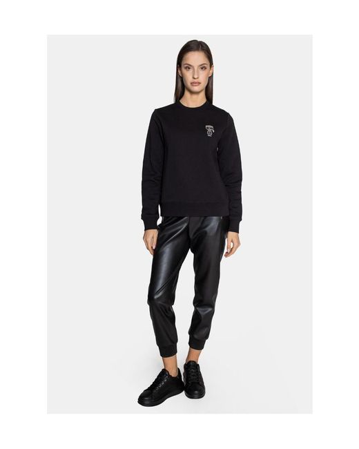 Karl Lagerfeld Logo Round Neck Sweater in Black | Lyst