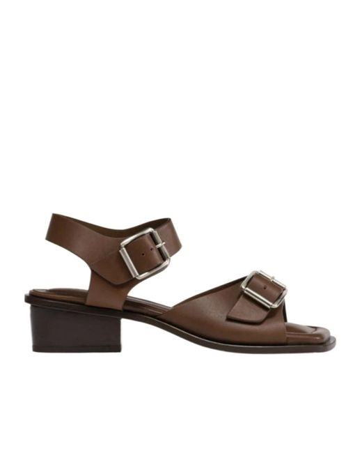 Lemaire Square-Heeled Sandals in Brown | Lyst