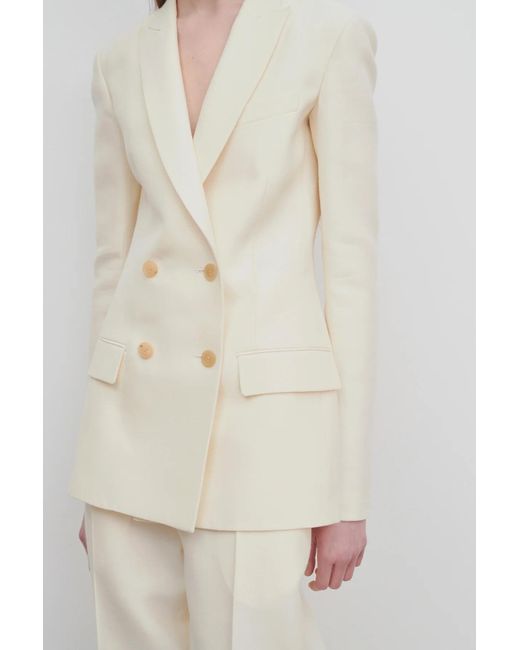 The Row Aristide Double-Breasted Suit Jacket in Natural | Lyst