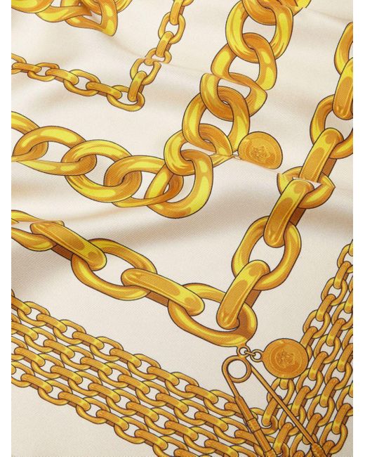 Versace Patterned Silk Square in Metallic | Lyst
