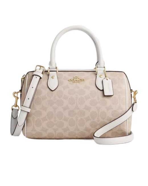 COACH Rowan Shoulder Bag in Natural | Lyst