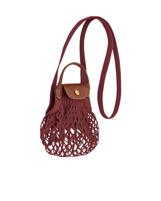 Longchamp Le Pliage Filet Mesh Mini Bag in Red | Lyst
