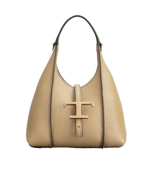 Tod's T Timeless Hobo Mini Shoulder Bag in Natural | Lyst