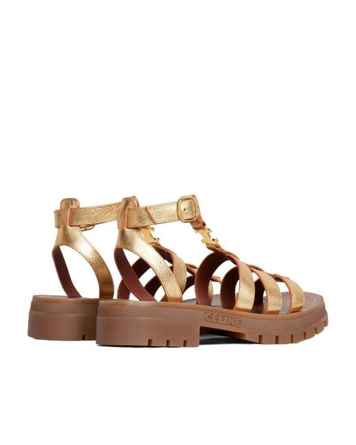 Celine Clea Triomphe Gladiator Chunky Sandals in Brown | Lyst