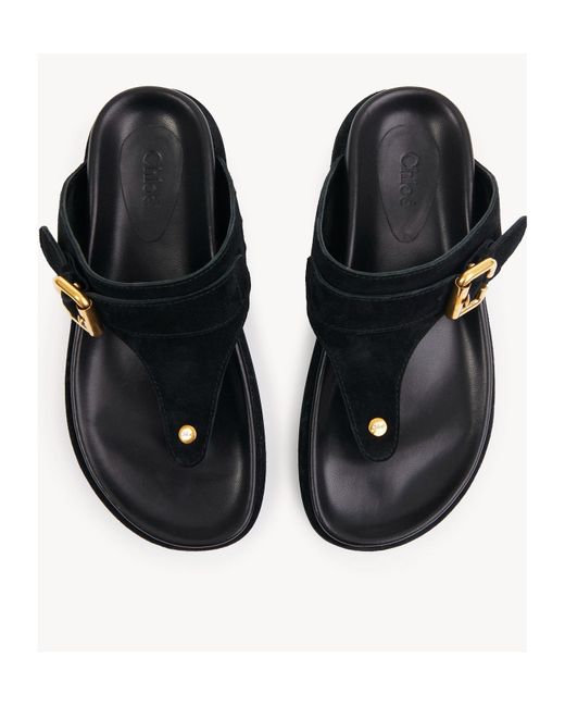 Chloé Toe Slippers in Black | Lyst