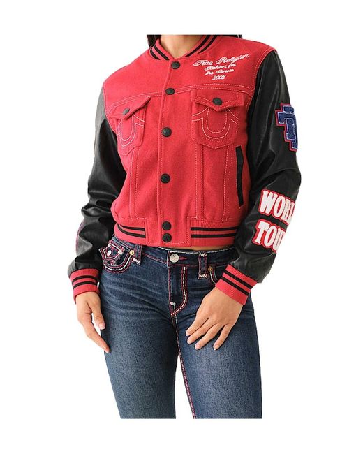 TRUE RELIGION Anniversary Varsity Jacket in Red | Lyst