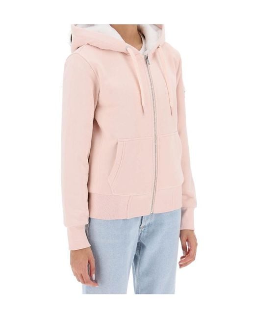 Moose Knuckles Classic Bunny Zip-Up Hoodie in Pink | Lyst