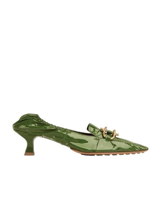Bottega Veneta Logo Patent Leather High Heels in Green | Lyst