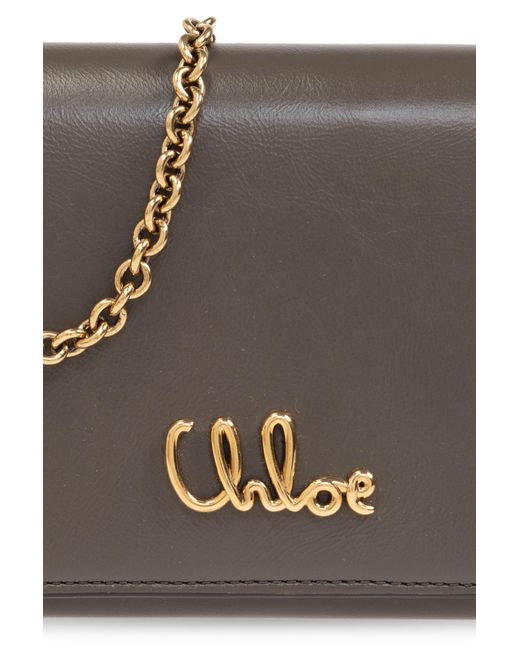 Chloé Chain Wallet in Gray | Lyst