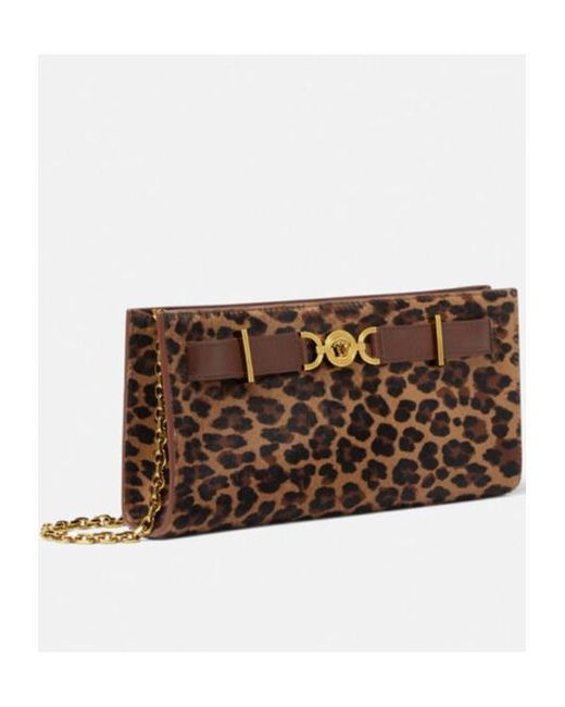 Versace Medusa '95 Leopard-Print Clutch Bag in Brown | Lyst