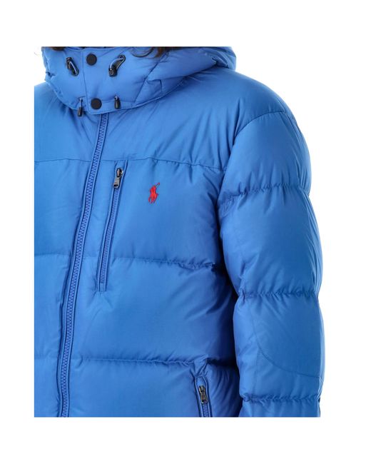 Polo Ralph Lauren Pony Logo Hooded Down Jacket in Blue for Men | Lyst